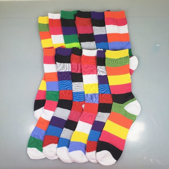Accessories | 12 Pairs Ladies Striped Crew Socks 911 | Poshmark